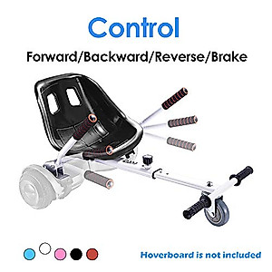 Hoverboard Seat Attachment Accessories Go Kart Conversion Kit, Transforming Self Balancing Scooter into Go-Kart, Adjustable Frame, Suitable All Ages & Heights, Compatible for 6.5'' 8'' 10'' (White)