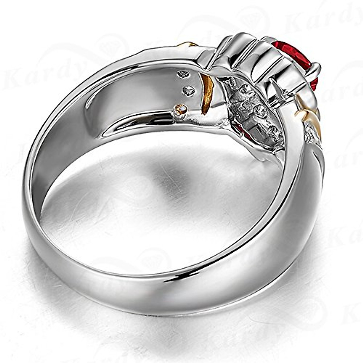 Unique Vintage Genuine Ruby Gemstone for Women 14K White and Yellow Gold Natural Diamond Engagement Wedding Promise Ring