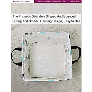 INGHUA Square Storage Basket Fabric Organizer Bin for Toys,Books,Clothes,Gifts,Pets-Perfect for Home,Office,Nursery,Dorm,Shelf(Square-mermaid)