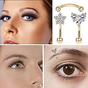 Drperfect 10Pcs 16G Rook Daith Earrings for Women Stainless Steel Belly Lip Ring Cartilage Tragus CZ Body Piercing Curved Barbell Eyebrow Rings 6-8mm