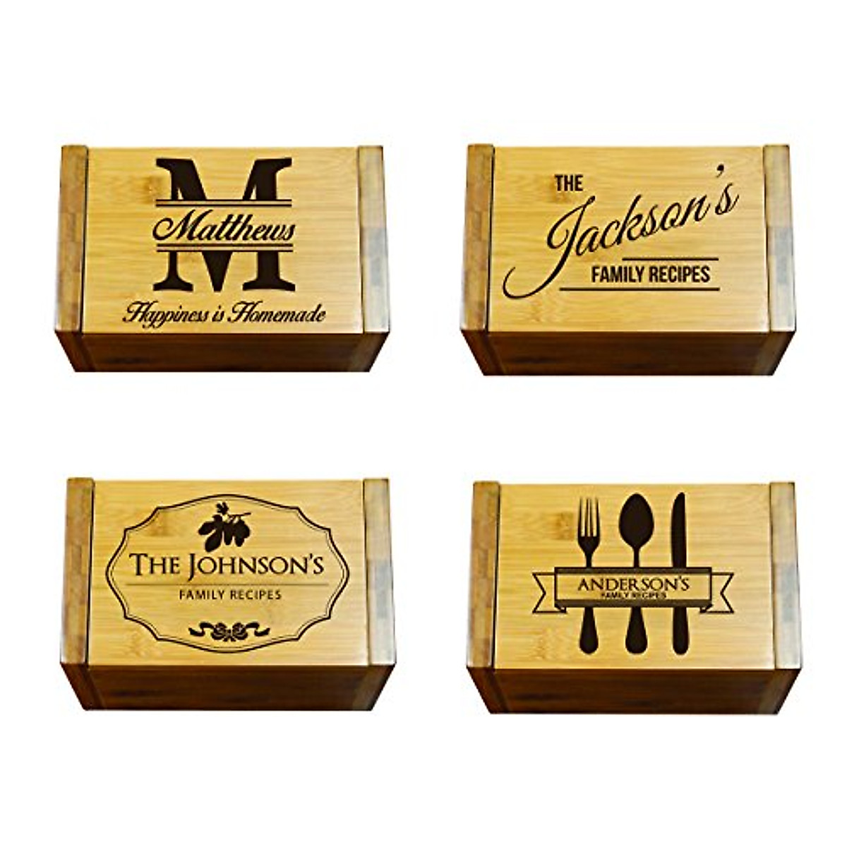 Personalized Recipe Box For Her - Custom Wood Recipe Organizer With Dividers - Kitchen Gift For Mom and Grandma