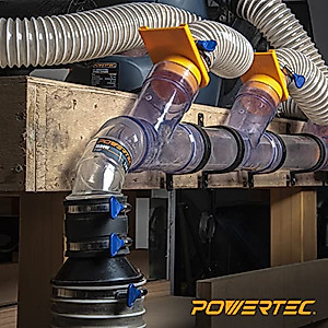 POWERTEC 70337 2-1/2" Dust Control Flex Cuff with Adjustable Key Hose Clamps, Hose Connector Rubber Cuff Coupler for Woodworking Dust Collection Fittings, Dust Collector Accessories & Machinery, 1pk