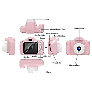 Kids Camera for 3-8 Year Old Toddler Childrens Digital Camera Mini Rechargeable Shockproof Video Camcorder Gifts with 32GB Memory Card for Birthday-Pink