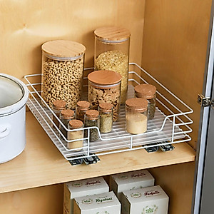 Household Essentials 1516-1 Glidez Undersink Sliding Organizer | Pull Out Cabinet Shelf | White | 15-Inch