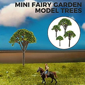 Yetaha 20PCS Mini Fairy Garden Model Trees, Miniature Plant Ornament Models Green Diorama Supplies for DIY Craft Train Landscape Railroad Scenery Sand Military Layout Model War Gaming Terrain
