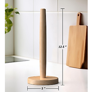 CHAUNCEY HOME Wooden Paper Towel Holder Stand - Kitchen Paper Hanger Rack Bathroom Towel Roll Stand Organizer Simply Standing Countertop Paper Roll Holder, WPTH, Large