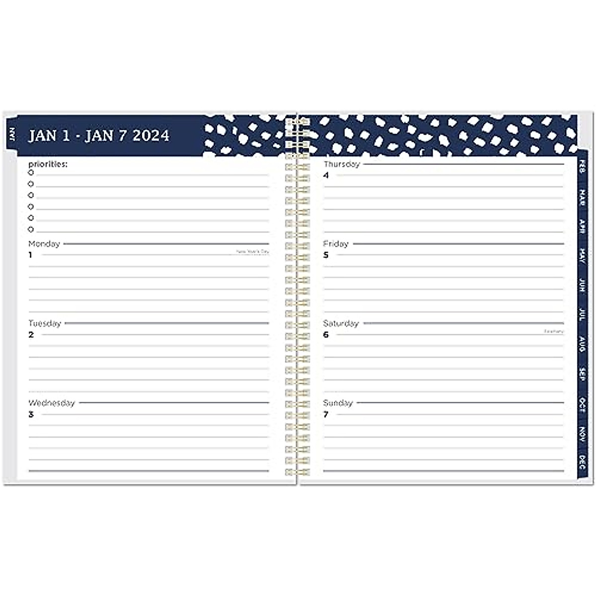 2024 Office Depot® Brand Weekly/Monthly Planner, 8-1/2" x 11", Blue Floral, January to December 2024