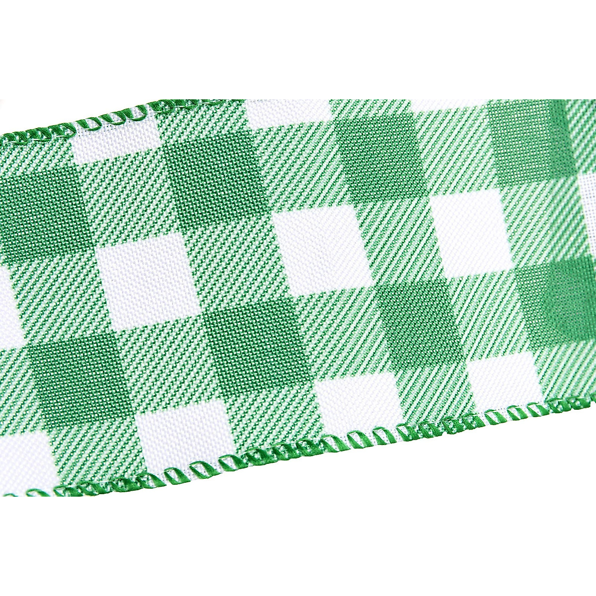 ATRBB Green and White Buffalo Plaid Ribbon Wired Edge Gingham Ribbon for St Patrick's Day Decoration and Bows Craft,10 Yards by 2.5 Inches