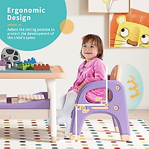 Toddler Table and Chair Set, Kids Table and Chairs with Storage Space and 2 Chairs, Toddler Chair and Table Set for 1-6, Toddler Table and Chairs for Playroom, Bedroom, Kindergarten, Nursery (Pink)