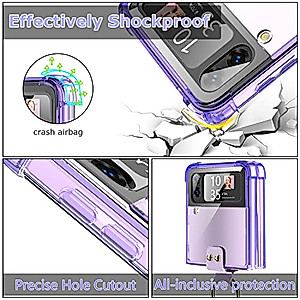Designed for Samsung Galaxy Z Flip 4 Case Clear with Ring, Anti-Fall Shockproof Protective Phone Cover Case Compatible with Galaxy Z Flip 4 Case 5 G 2022 (Clear Purple)