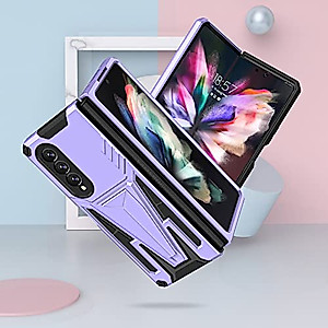 EAXER for Samsung Galaxy Z Fold 3 5G Shockproof Armor Protection Kickstand Case Cover Rugged Military Grade Shockproof Anti-Drop Holder Cover Case for Samsung Galaxy Z Fold 3 2021 Purple
