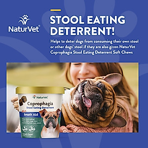 NaturVet – Coprophagia Stool Eating Deterrent Plus Breath Aid – 70 Soft Chews & Quiet Moments Calming Aid – Helps Promote Relaxation, Reduce Stress, Storm Anxiety, Motion Sickness for Dogs – 70 Ct.