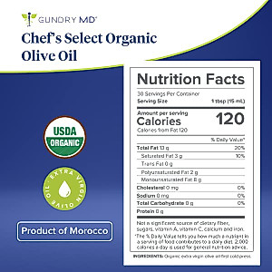 Gundry MD® Chef's Select Organic Extra Virgin Olive Oil, First Cold Press