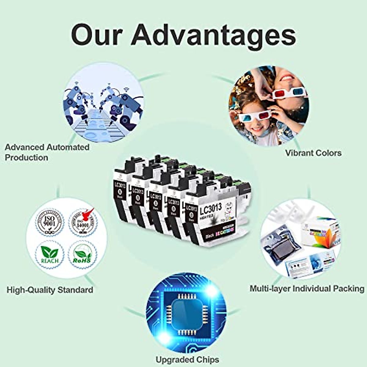 MS DEER Compatible LC3013 BK Ink Cartridges Replacement for Brother Ink Cartridges LC 3013 LC3011 3011 LC3013BK for MFC-J895DW MFC-J497DW MFC-J491DW MFC-J690DW Printer 5 Black