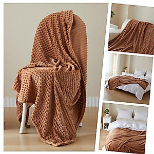 Simple&Opulence Flannel Throw Blanket Cozy Warm Super Soft Home Furnishing Luxury Fleece Bed Blanket with 3D Stereoscopic Grid Design for Couch and Bed (Macchiato, 50" x 70")