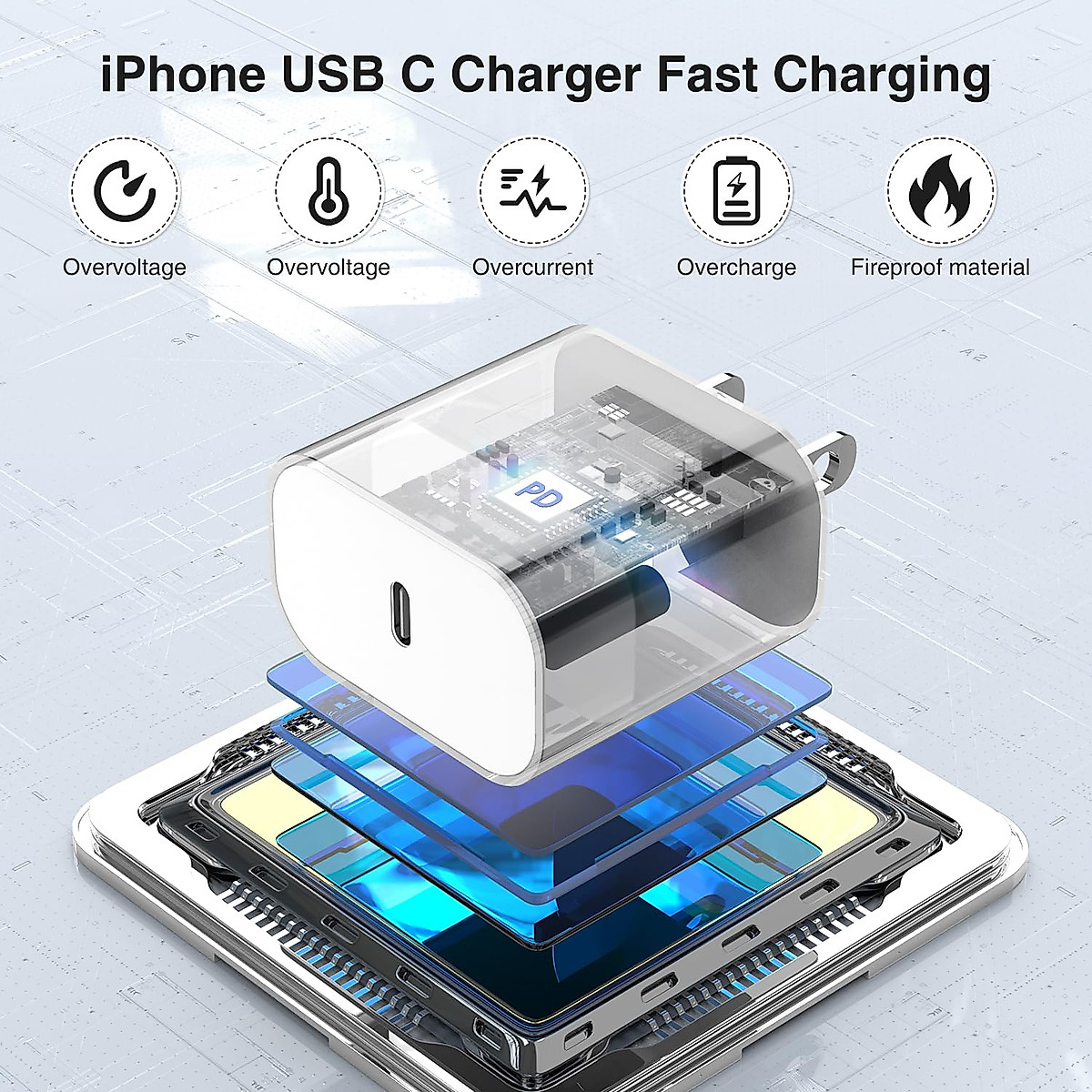 QZIIW iPhone Charger,iPhone Fast Charger,[MFi Certified] iPhone Fast Adapter,USB C to Lightning Charging Cable 6 Feet,20W USB C Wall Charger with Compatible iPhone 14 13 12 11 Pro Max,iPad