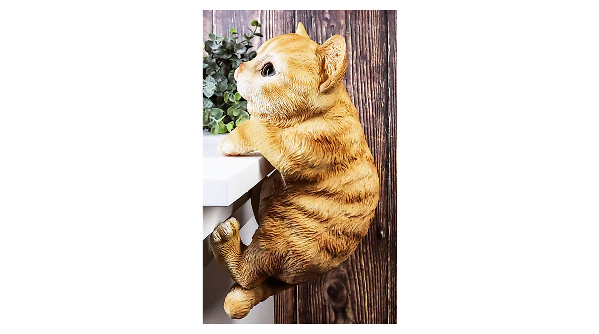 Lifelike Orange Tabby Cat Statue for Home Decor