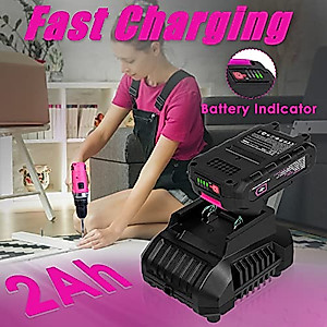 ThinkLearn Tool Kit with 20V Cordless Drill(265in-lbs), Pink Drill Set for Women, Lady's Home Tool Kit for DIY, Daily Repair Tool Set as a Creative Gift with a Large-Capacity Tool Storage Bag