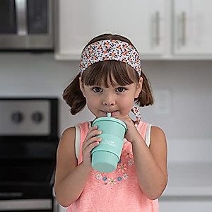 Grow Forward Kids Bamboo Cups - Kids Cups with Straws and Lids - Eco Friendly BPA Free - Dishwasher Safe - Straw Cups for Kids with Silicone Lids and Sleeves - Drinking, Smoothies - Rainforest