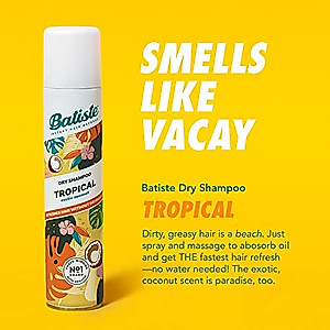 Batiste Dry Shampoo, Tropical Fragrance, Refresh Hair and Absorb Oil Between Washes, Waterless Shampoo for Added Hair Texture and Body, 6.35 OZ Dry Shampoo Bottle