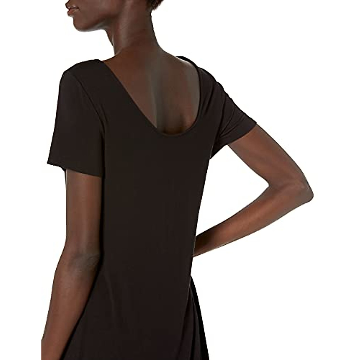 Amazon Essentials Women's Jersey Regular-Fit Ballet-Back t-Shirt Dress (Previously Daily Ritual), Black, Large
