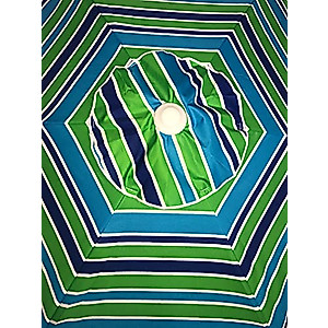 Sunspecs 6.5 feet Outdoor Patio Beach Garden Umbrella with Fat Pole Tilt Matching Carry Bag (GreenBlue stripes)