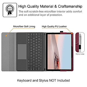 Fintie Protective Case for Microsoft Surface Go 3 2021 / Surface Go 2 2020 / Surface Go 2018 - Multi-Angle Portfolio Business Cover with Pocket, Compatible with Type Cover Keyboard (Burgundy)