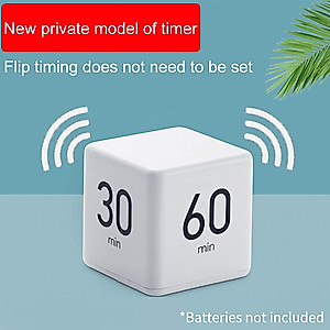 Cube Timer 5, 15, 30 and 60 Minutes for Time Management (White) Kitchen Timer, Kids Timer, Workout Timer with Adjusted Volume,Not Included Batteries