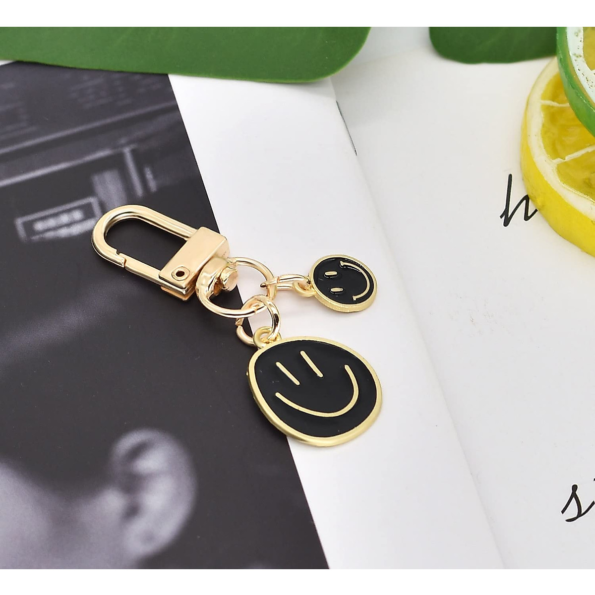 HOSBY 3 Pcs Smile Expression Keychains for Women, Bag Charms Key Chain Car Key Ring Pendant for Purse, Handbag Bag, Earphone Case Decoration Accessories