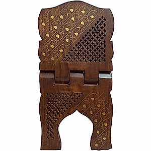Garden Of Arts Wooden Handmade Quran Geeta Bible Holder Support Stand Reading Book Holder Display Folding Religious Prayer Stand Wooden Holy Book Stand Small Size 12 inch