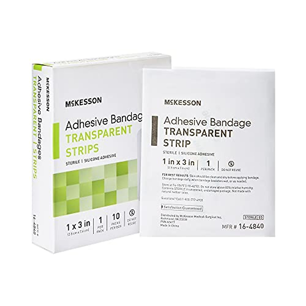 McKesson Adhesive Bandage Transparent Strip, Sterile, Silicone Adhesive, 1 in x 3 in, 10 Count, 1 Pack