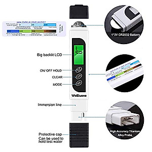 TDS Meter Digital Water Tester,WoEluone 3 in 1 TDS,Temperature and EC Meter,Accurate Ideal PPM Meter for Drinking Water, Aquariums,RO System and More