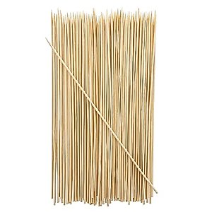 (100 PCS) Natural Bamboo 12’’ Skewers, Heavy Duty Wooden Skewers for Fruits, Kebabs, Grill, BBQ, Campfire, Suitable for Kitchen, Party, Food Catering and Crafting, Bamboo Skewers by Tezzorio