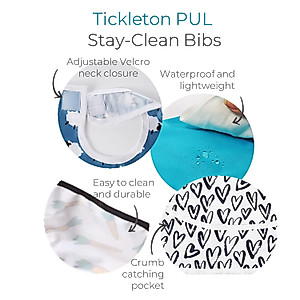 Tickleton Mom's Choice Big Waterproof Baby Bibs for Eating 6-24 Months|Eco-friendly Infant Feeding Bibs with Catch-All Pocket (Multicolor)