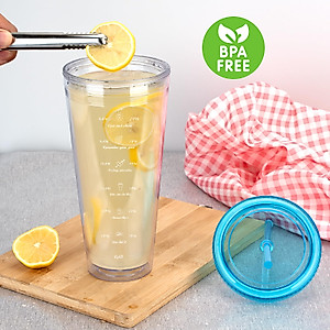 Luxfuel 32oz Acrylic Tumblers with Lid and Straws,Double Walled Clear Plastic Straw Cup,Reusable Insulated Cups Perfect for Parties,Birthdays,Weddings -2 Pack