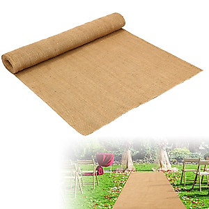 Tudomro Extra Long Natural Burlap Wedding Aisle Runner Outdoor Jute Burlap Aisle Runner for Wedding Ceremony Rustic Indoor Wedding Runner Carpet for Walkway(Elegant Style, 40 Inch x 30 Ft)