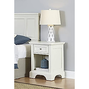 Home Styles Naples White Nightstand with Drawer, Mahogany Hardwood Solids and Engineered Woods, and Open Storage Space