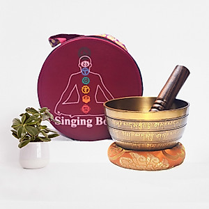 Khusi Tibetan singing bowls chakra sets, hand carved buddha mantra and symbol, sets of seven divine sound bowl.