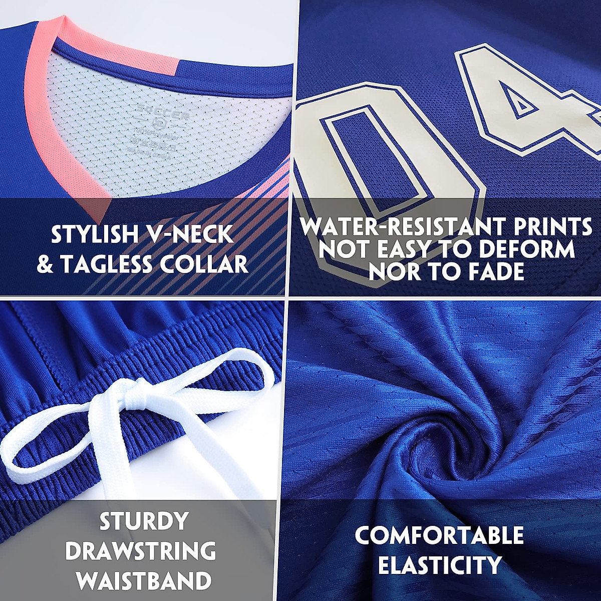 LAIFU Custom Soccer Jersey for Kids Soccer Uniforms for Men Women with Name Team Number Logo Sapphire Blue 4X-Small