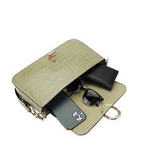 MAXWISE Women Shoulder Bag Handbag Crossbody Crocodile Pattern Designer shoulder Bags Chic Retro Purse PU Leather Handbag for Women (KHAKI)