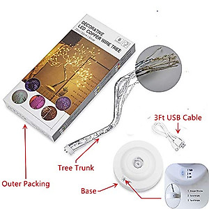 Tabletop Bonsai Tree Light 108 LED Copper Wire Tree Lamp Fairy Spirit Night Light,Battery/USB Operated,6h Timer Adjustable Branches Halloween Christmas for Home Decoration and Gift (Warm White)