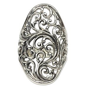 NOVICA Artisan Handmade Sterling Silver Cocktail Ring Crafted from Indonesia No Stone Bohemian [ring Front 1.3 in L x 0.8 in W x 0.1 in H Band Width 4 mm W] ' Sukawati Fern'
