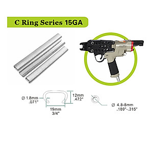 meite SC7 15 Gauge C Ring Staples 3/4" Inner Crown 15/16" (24 mm) Outer Crown Galvanized C Ring Fasteners for C Ring Pliers 10,000 PCS/Box (1 Box)