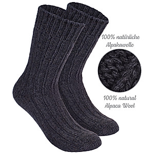 BRUBAKER 4 Pairs of Alpaca Kids Socks 100% Alpaca Wool - Children Baby Winter Socks - Wool Socks for Boys and Girls