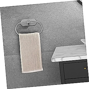 DOITOOL Towel Ring Hand Towel Adhesive Shelf Hook Vintage Towel Hanger Rod Sink Mount Dish Dryer Stand Black Hanger Bathroom Towel Hanger Towel Holder Single Shot Counter Stainless Steel