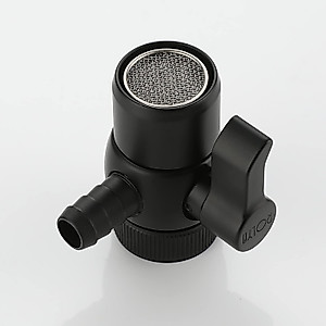 ROLYA Kitchen Sink Tap Water Filter Faucet Diverter Valve Aerator for Quick Push on 3/8 inch Tubing Replacement Part (3/8" Single Barb, Black)