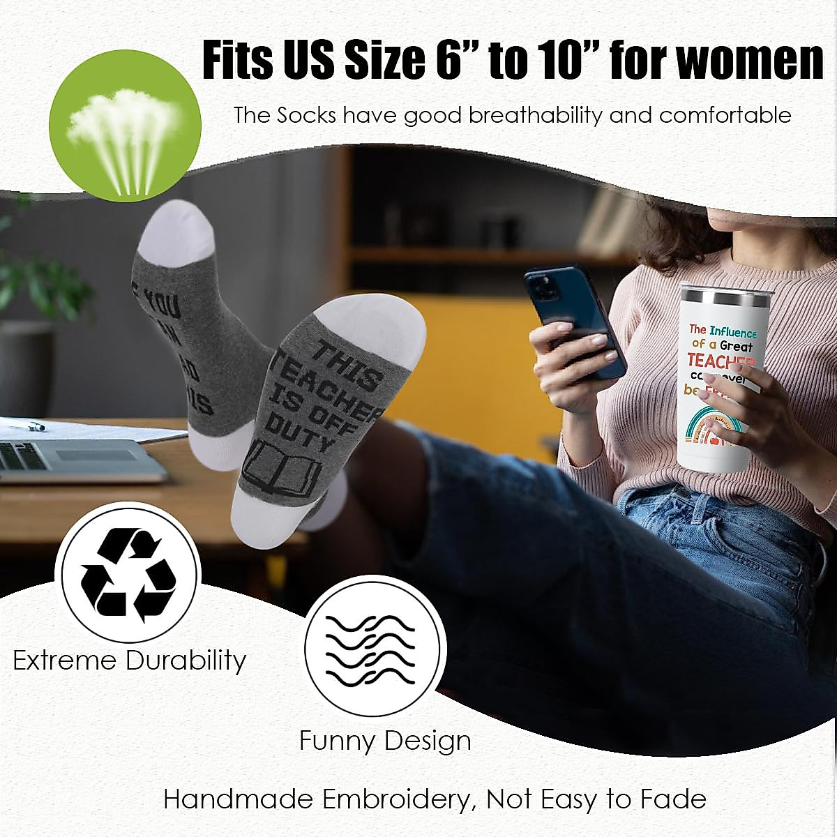 tGifGLonyi Teacher Appreciation Gifts for Women,Teachers Tumbler From Student, Gifts For Coach,Funny Socks Thank You Basket Box for New Teachers, Coffee Mug 20 oz