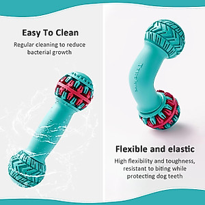 La La Pet®Dumbbell Shaped Dog Chew Toy Natural Rubber Dog Teeth Cleaning Toy Dog Treat Dispensing Toy Dog Oral Chew Toy for Small Medium Large Dogs Red Blue, M