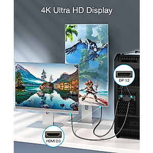 BlueRigger DisplayPort to HDMI 4K 60Hz Cable 15FT - (Uni-Directional, DP to HDMI Cord, HDR, HDCP 2.2, Display to HDMI Male Video Cable) - Compatible with PC, Laptop, HDTV, Monitor, Projector