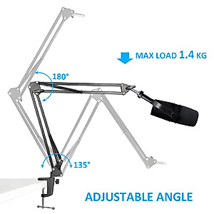 SUNMON Shure MV7 Boom Arm Mic Stand with Pop Filter, Adjustable Suspension Boom Scissor Arm Stand with Pop Filter Compatible with Shure MV7, Shure MV7X adn SM7B Microphone by SUNMON